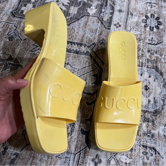 Gucci | Shoes | Gucci Yellow Jelly Slides Size 39 | Poshmark